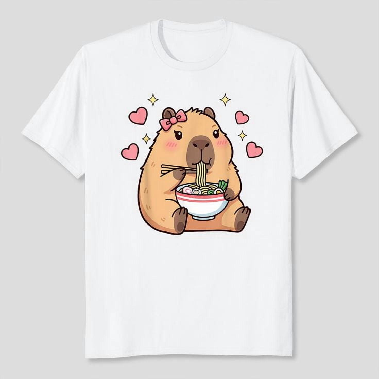 Cute Girls Capybara Ramen Kawaii Tea Kawaii Capy Lover Kids T-Shirt ...