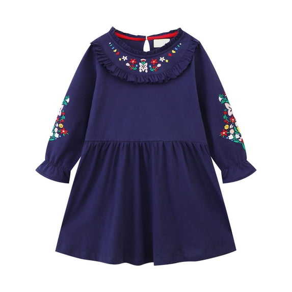 Cute Girls Dresses Long Sleeve Floral Prints Dance Party Formal Party ...