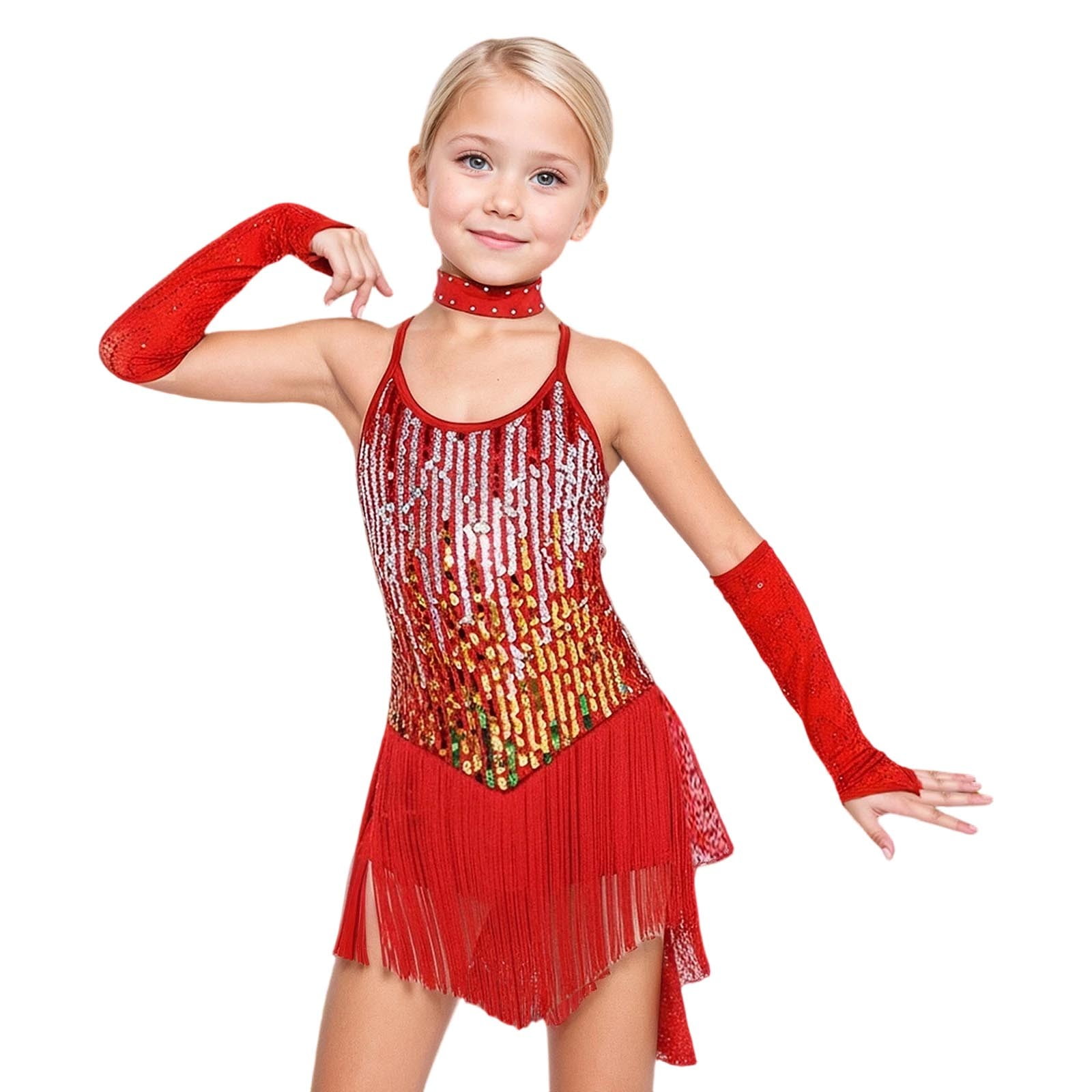 Cute Girls Dresses Shine Permance Party With Sequin AppliquesStage ...
