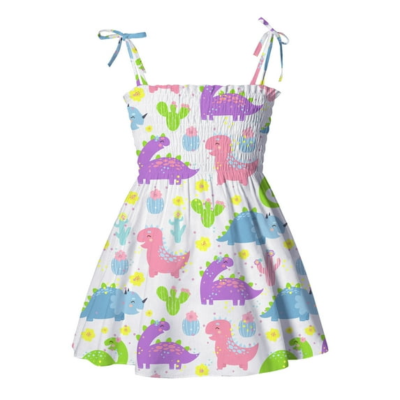 Cute Girls Dresses Sleeveless Casual Beach Summer Strap Kids Clothes ...