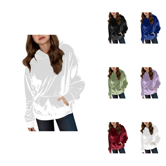 Cute Girls Long Sleeve Soft Velvet Hoodie Pullover, Trendy Oversized ...