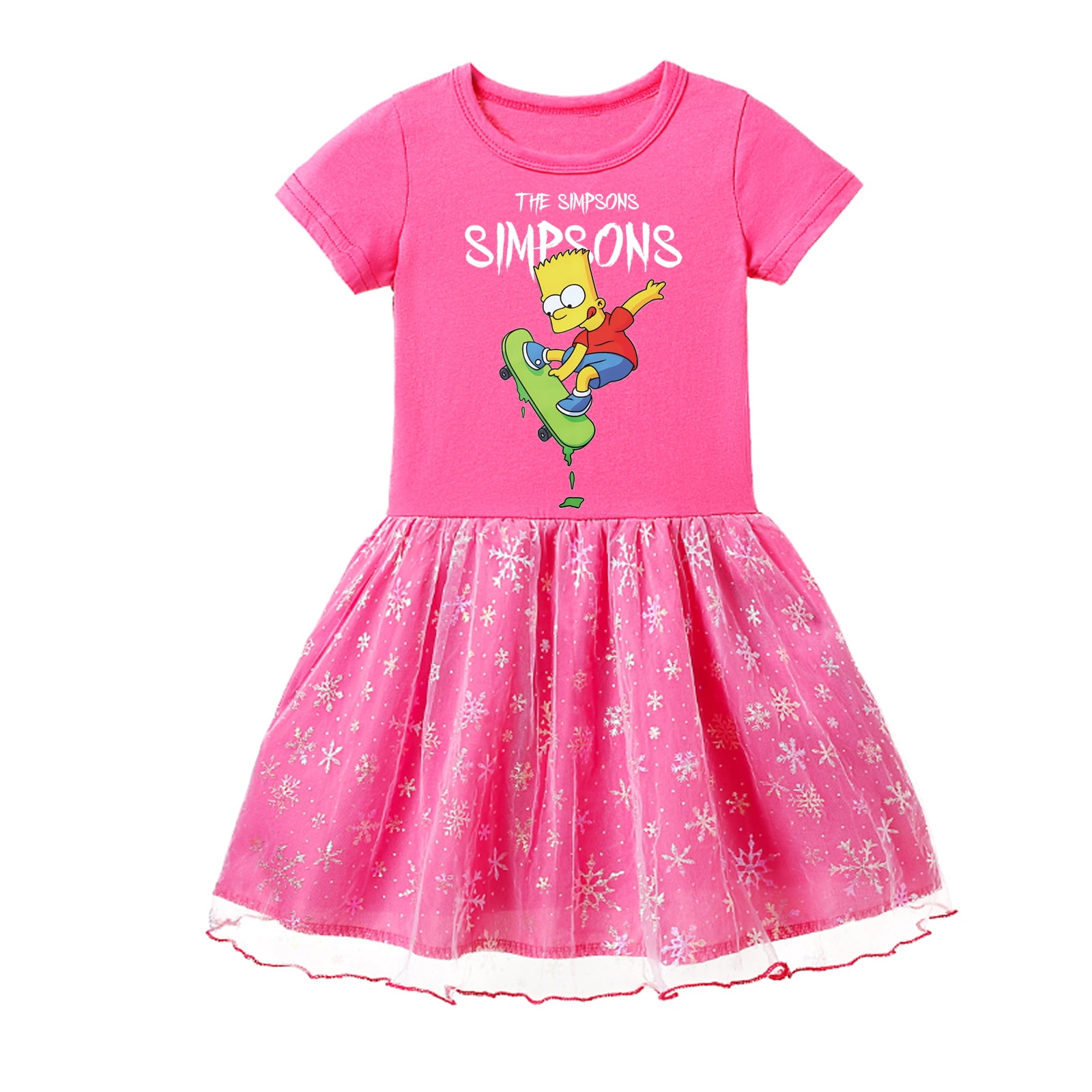 Cute Girls' The Simpsons Summer Cotton Dresses with Short Sleeves and ...