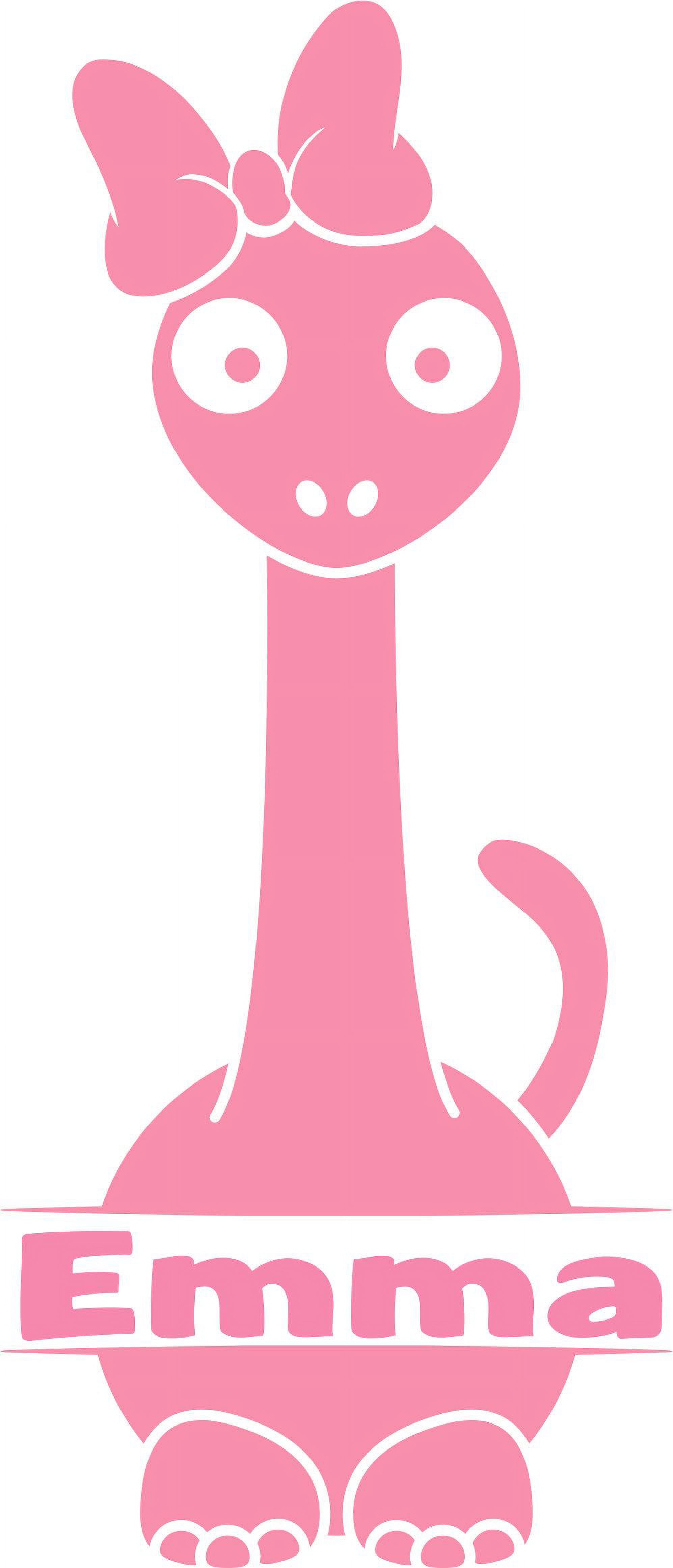 Cute Girly Long Neck Dino Bow Dinosaur Customized Wall Decal - Custom ...