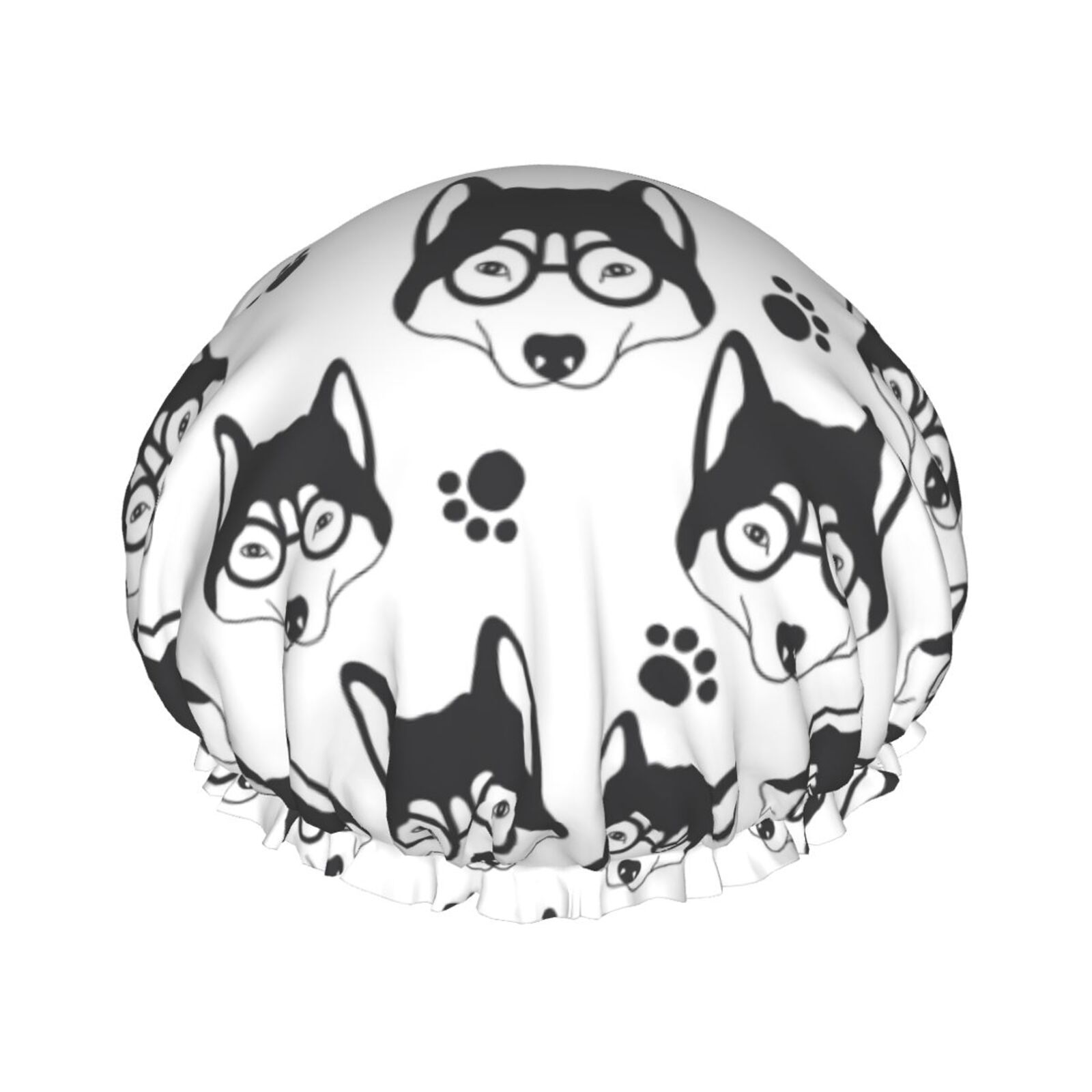 Cute Glasses Husky Funny Shower Cap, Reusable Bath Hair Hat for all ...