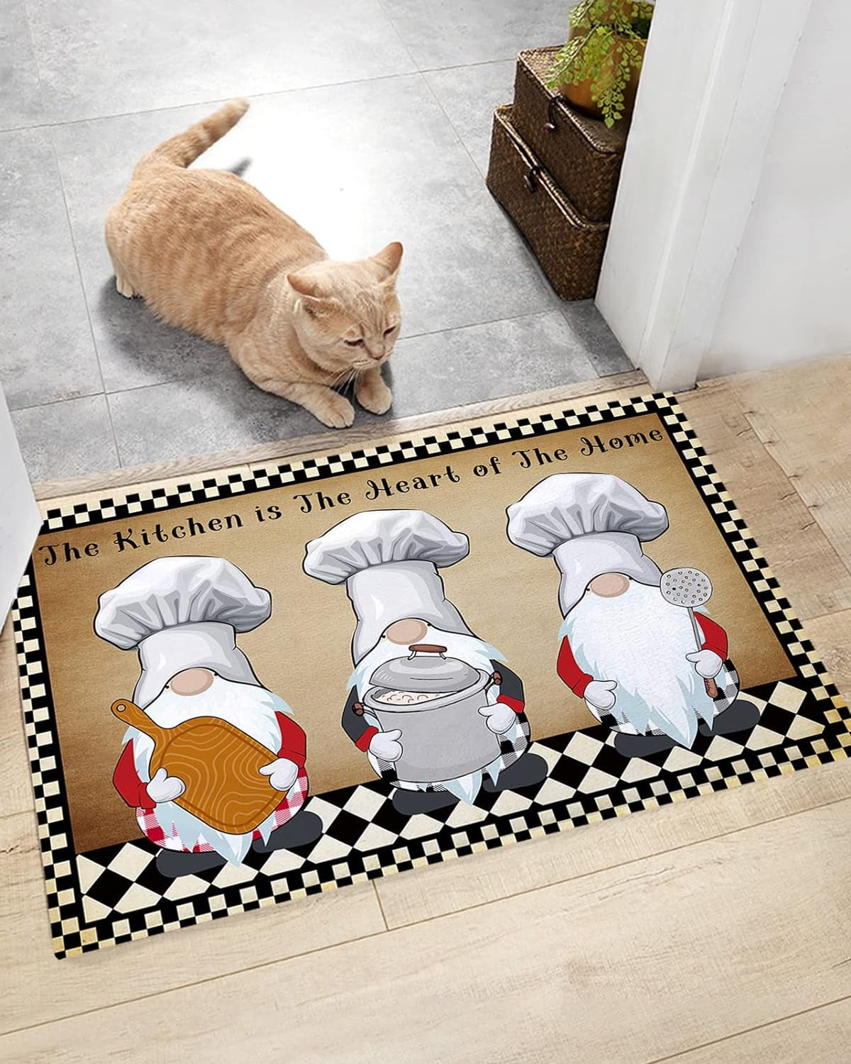 Cute Gnome Cartoon Chef Dwarf Kitchen Utensils Bathroom Shag Mat Non ...