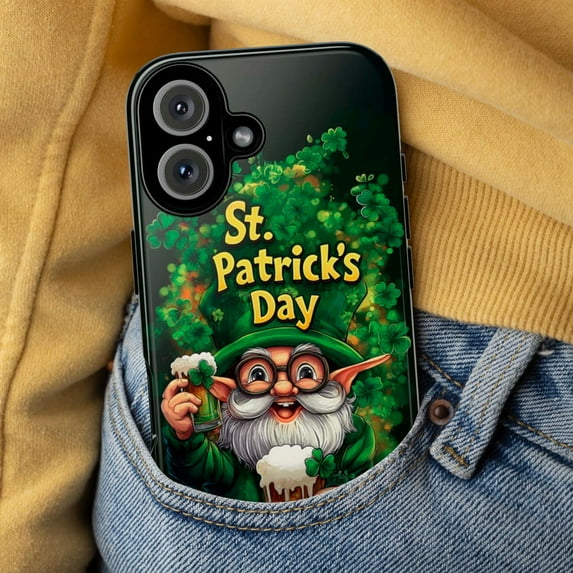 Cute Gnome with Shamrocks Lucky Irish Phone Case with iPhone 17 to 11 ...