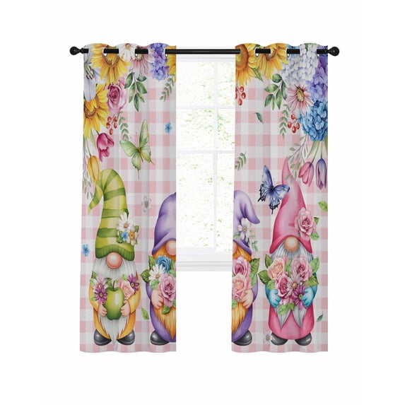 Cute Gnomes Blackout Curtains 84 Inch Length Watercolor Country Spring ...