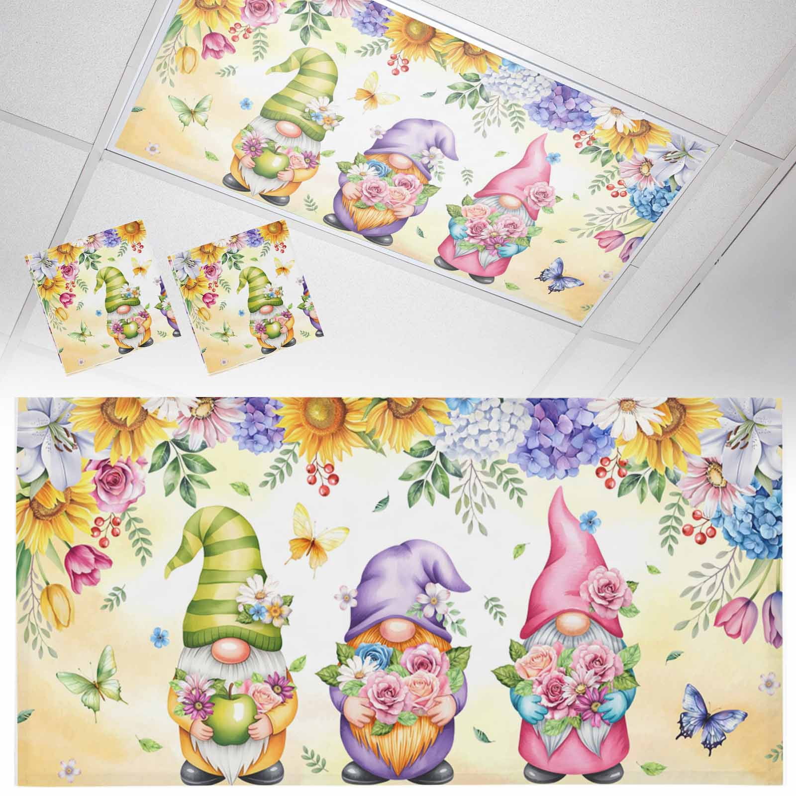 Cute Gnomes Fluorescent Light Covers Watercolor Country Spring Colorful ...