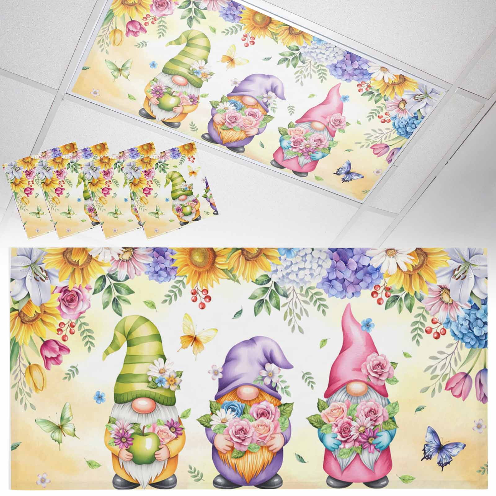 Cute Gnomes Fluorescent Light Covers Watercolor Country Spring Colorful ...