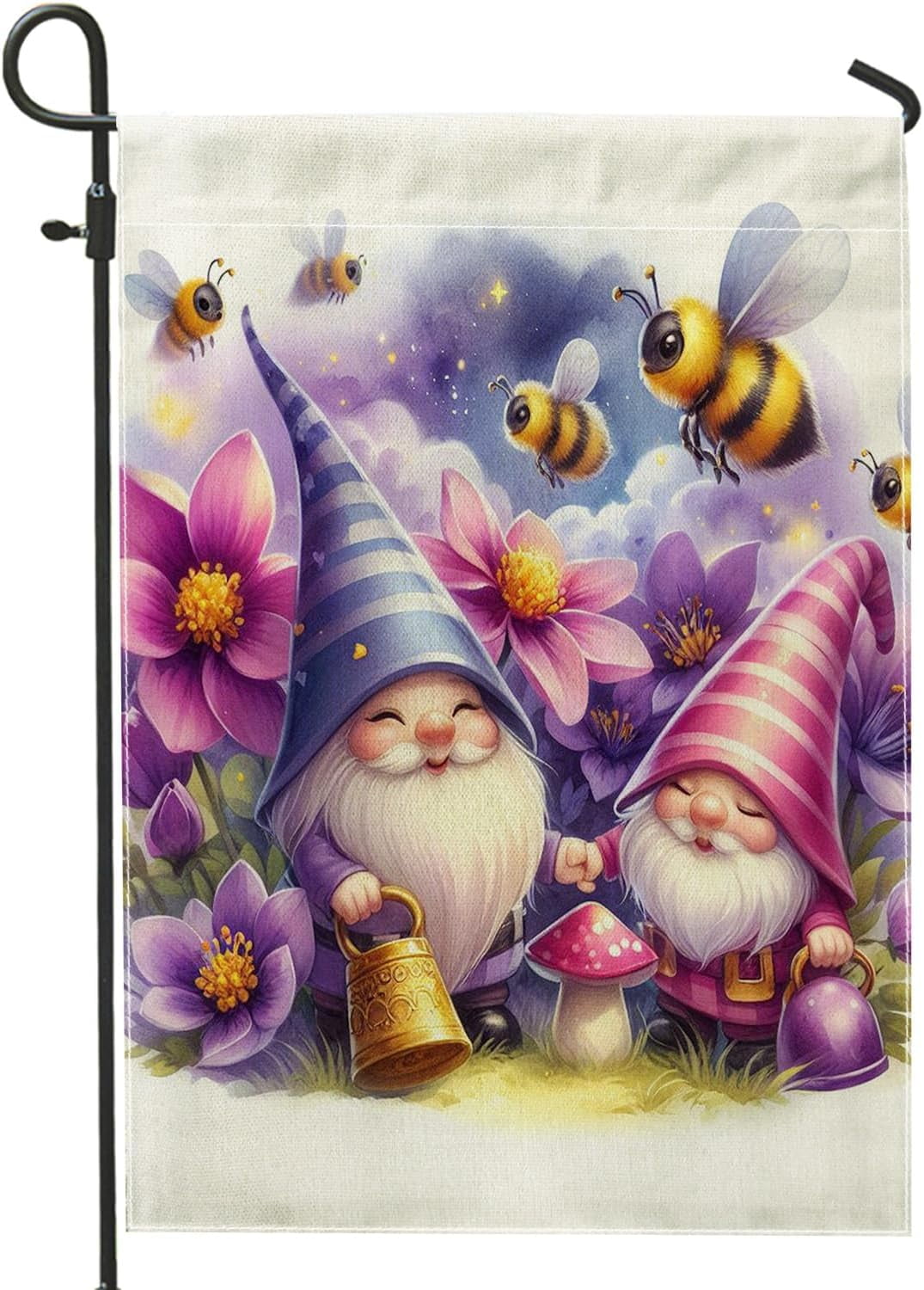 Cute Gnomes Garden Flag Happy Flying Bee Fairycore Star Cloud Animal ...