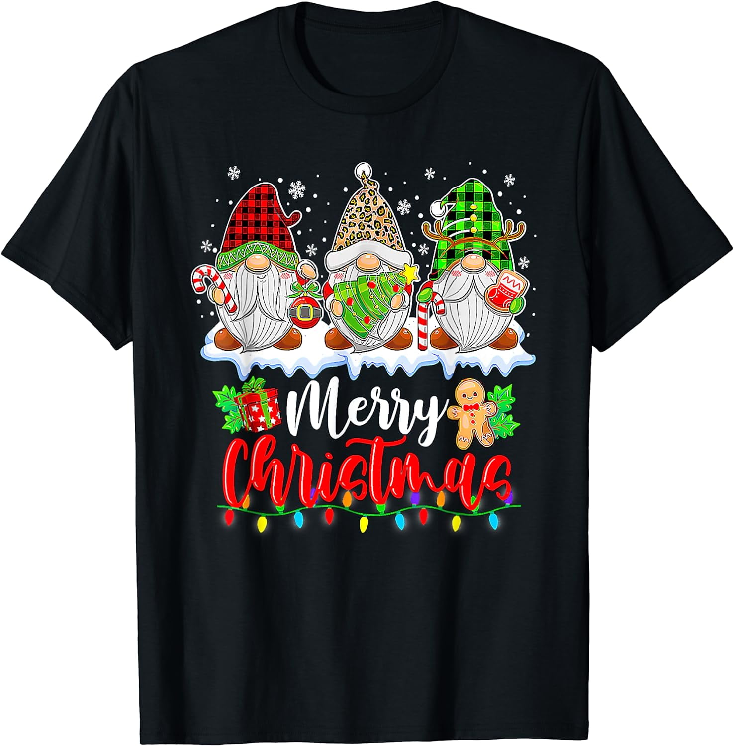 Cute Gnomes Merry Christmas Light Family Gnome Xmas Matching T-Shirt ...