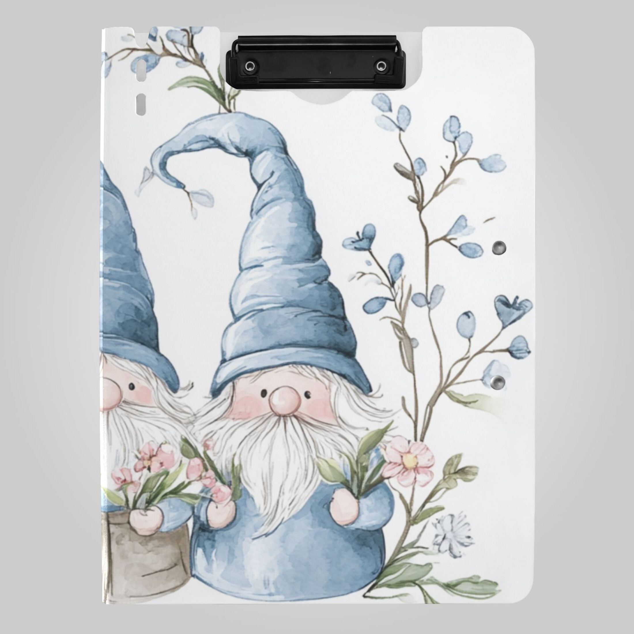 Cute Gnomes with Flowers Hello Spring Foldable Binder Folder Clipboard ...