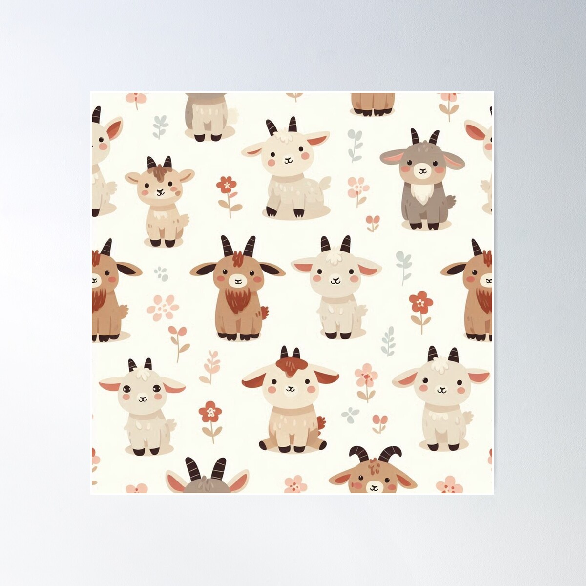 Cute Goat Squad Poster Wall Art, Modern Wall Decor For Living Room ...