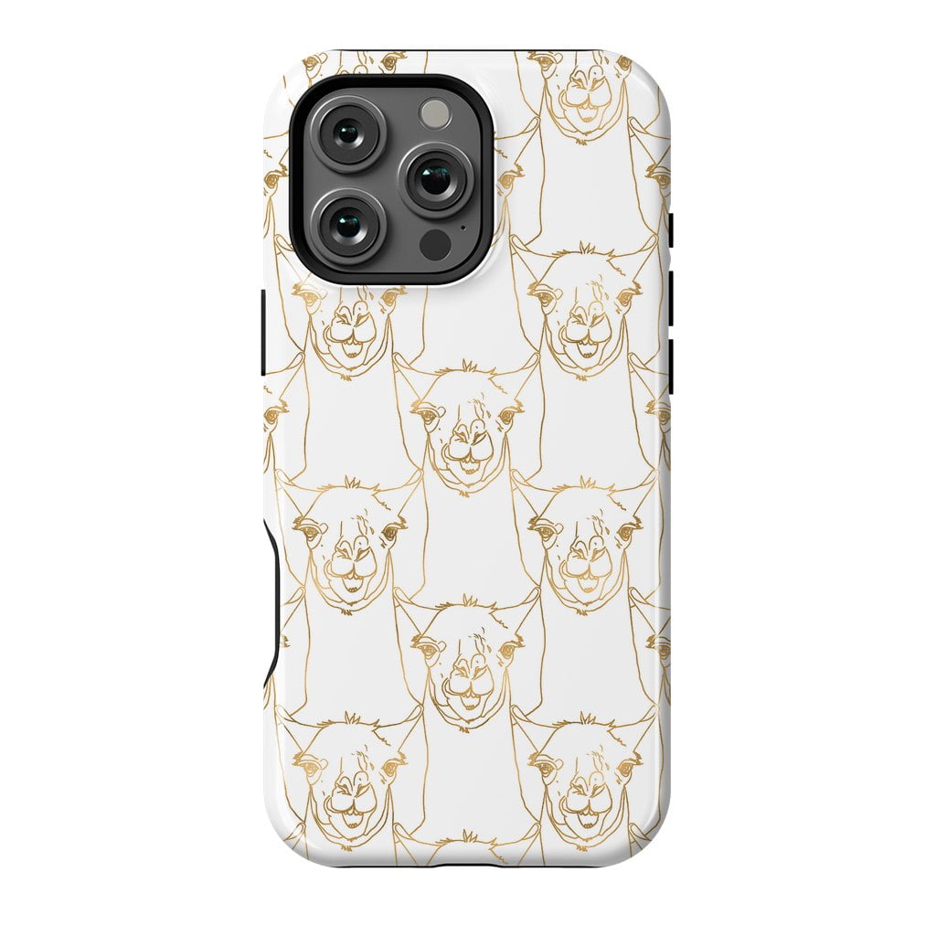 Cute Gold Strokes Llama Animal Pattern Phone Case for iPhone 11 12 13 ...