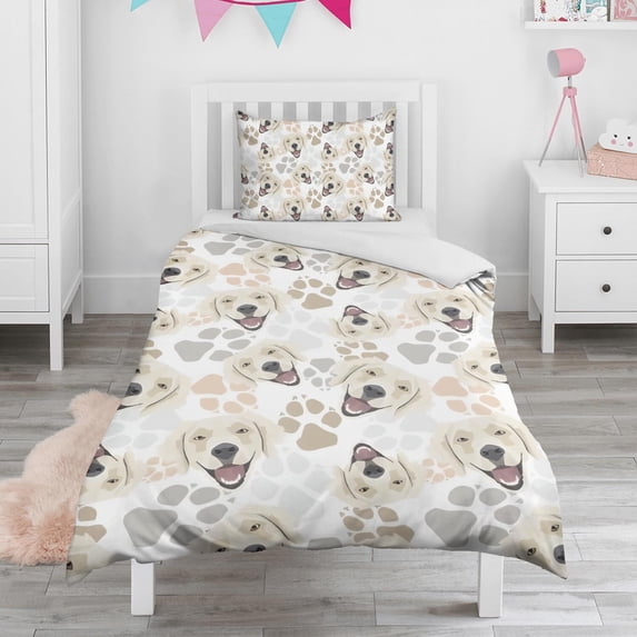 Cute Golden Retriever Duvet Cover and Pillowcase Set for Single Bedding ...