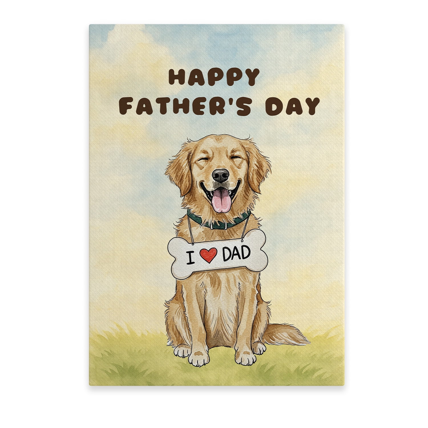 Cute Golden Retriever Loves Dad Happy Father's Day Vertical Matte ...