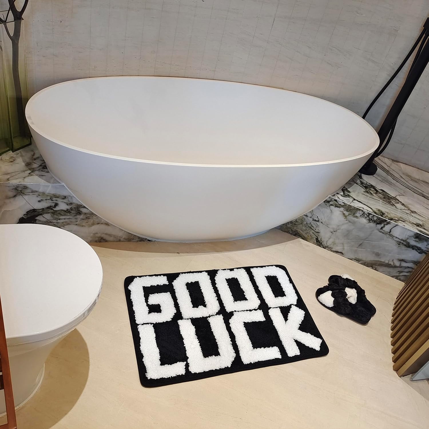 Cute Good Luck Bath Mat Black Bathroom Rugs Bathroom Accessories, Funny ...