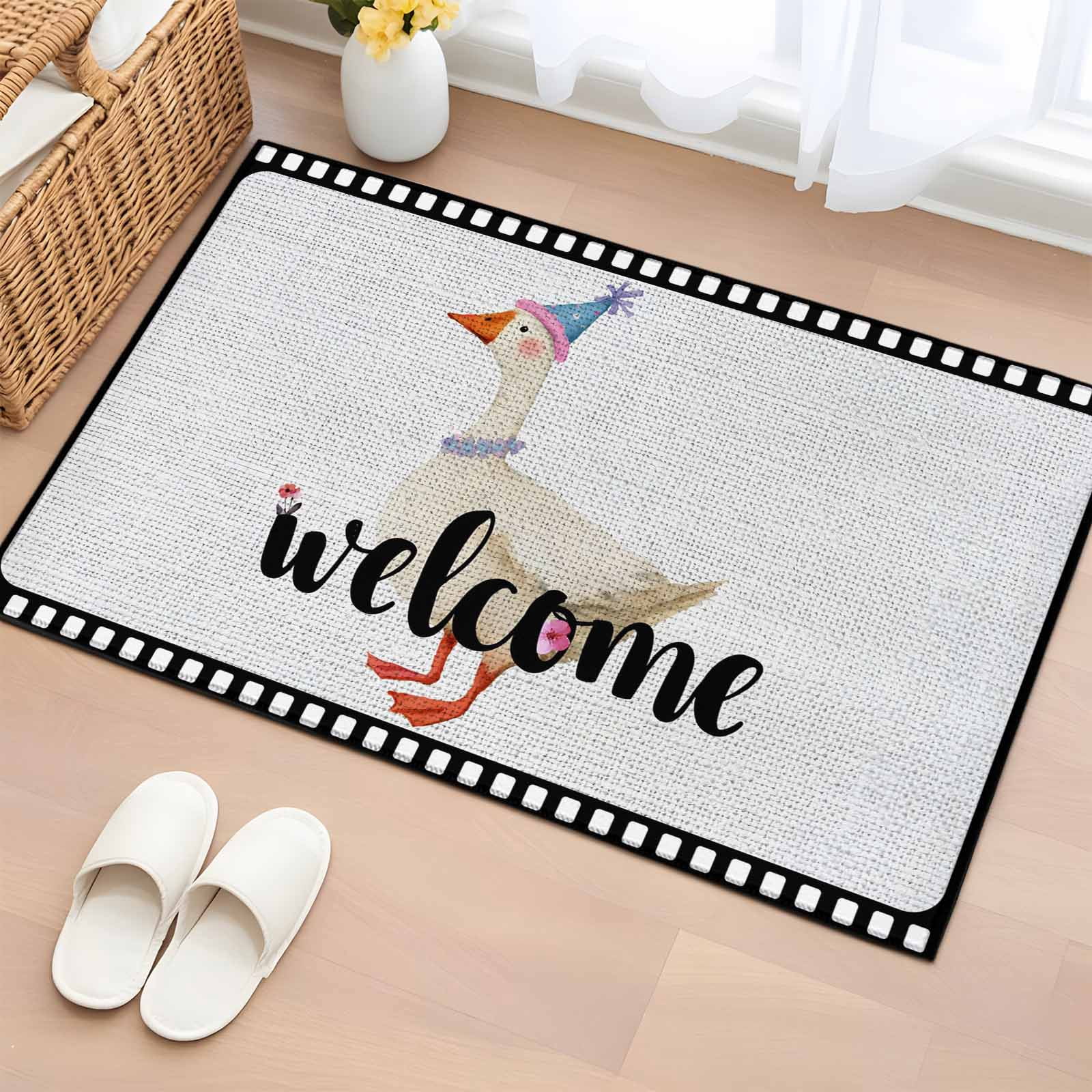 Cute Goose 2'x3' Rug for Entryway Front Door Kitchen Sink Area, Welcome ...
