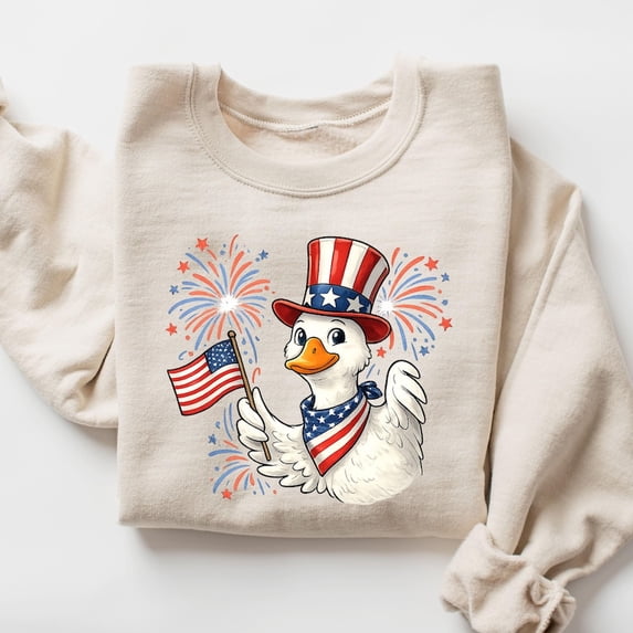 Cute Goose 4th of July Sweatshirt, Patriotic Duck Sweatshirt ...
