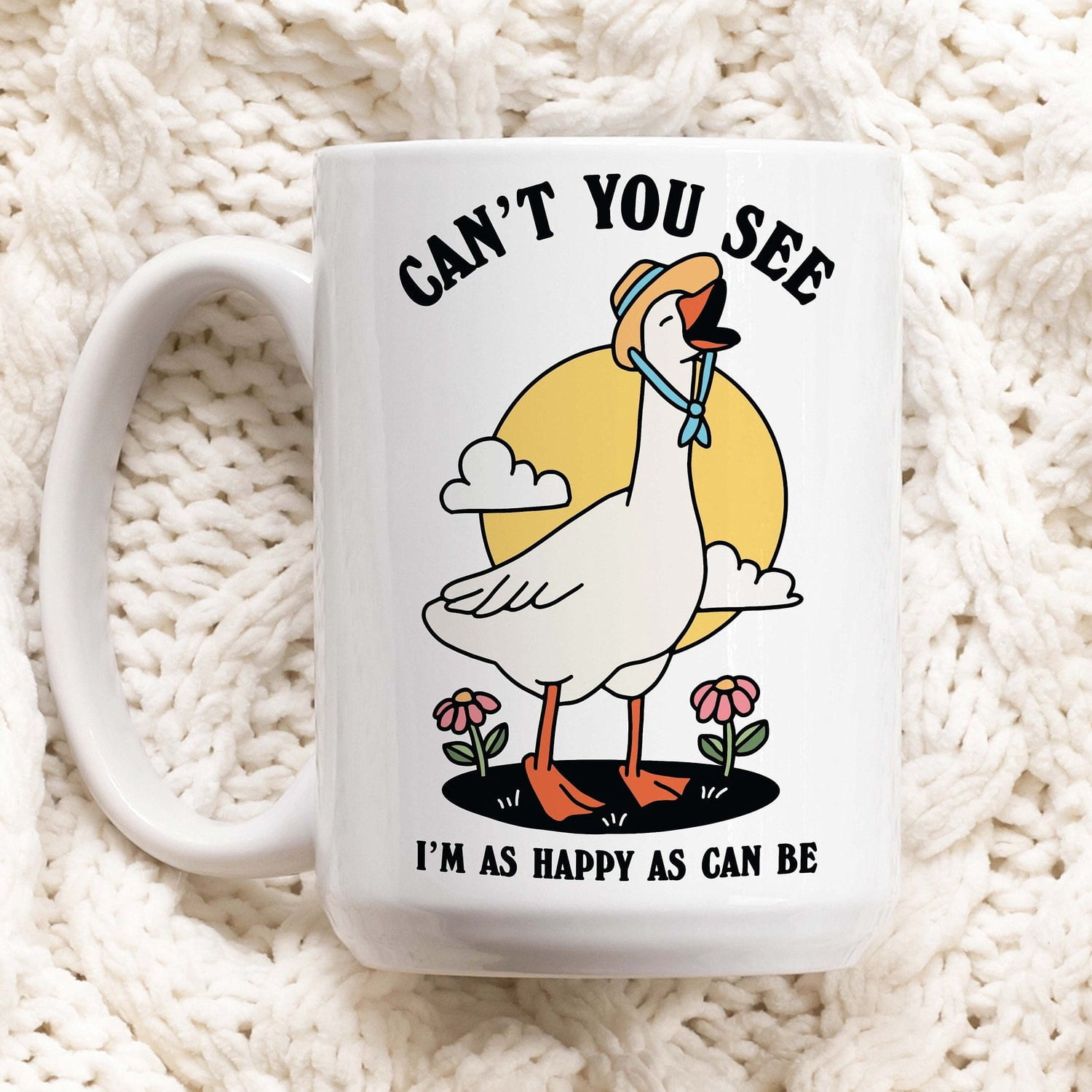 Cute Goose Cottagecore Coffee Mug, Wholesome Positive Quote, Retro Duck ...