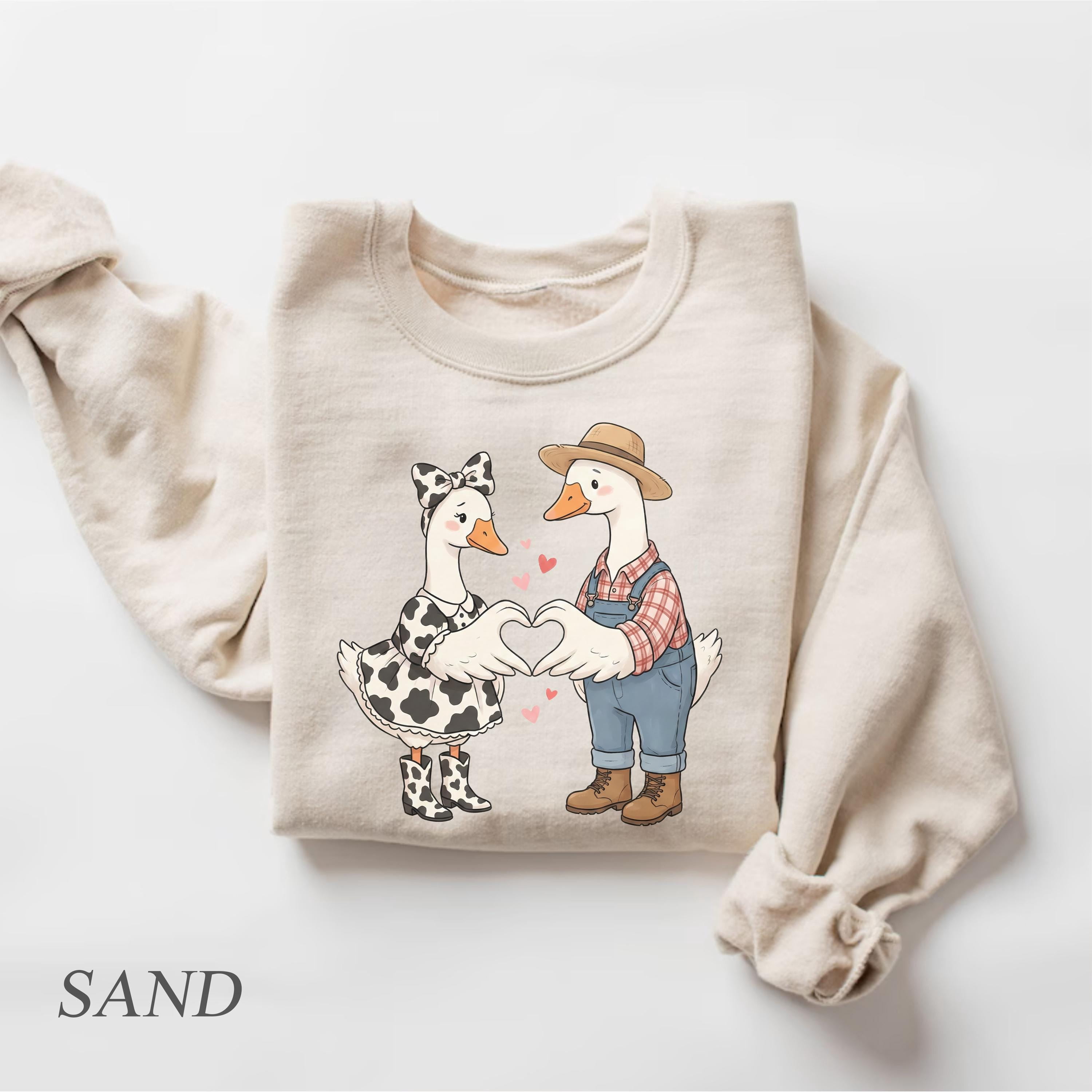 Cute Goose Couple Valentines Day Sweatshirt, Farm Love Sweater, Country ...