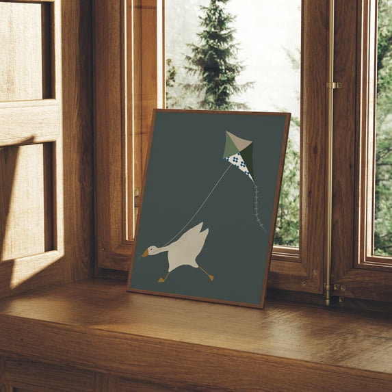 Cute Goose Dark Blue Boy Nursery Farm Animal Illustration Decor ...