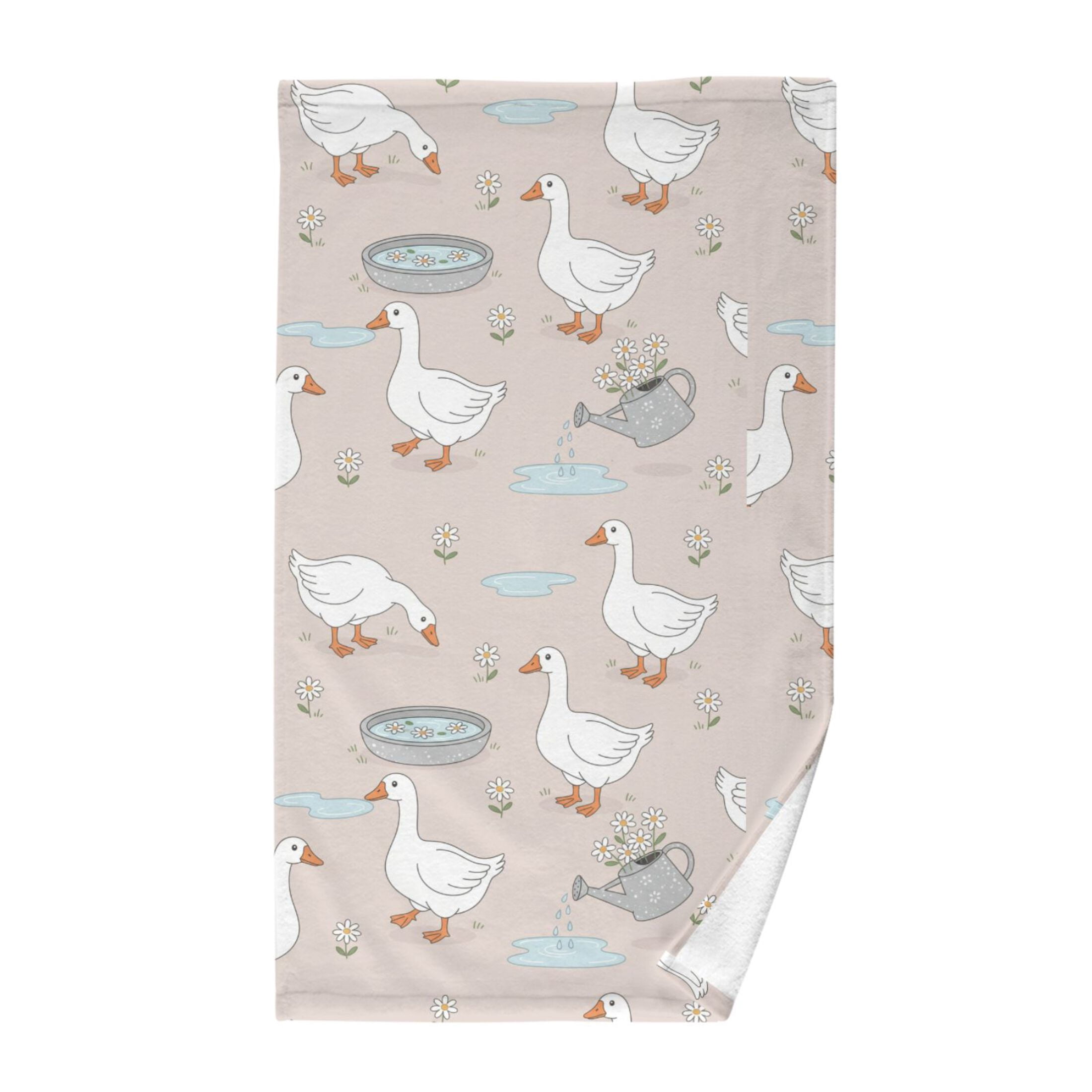 Cute Goose Flowers Bath Towel 100% Cotton Soft Thick High Absorbency ...