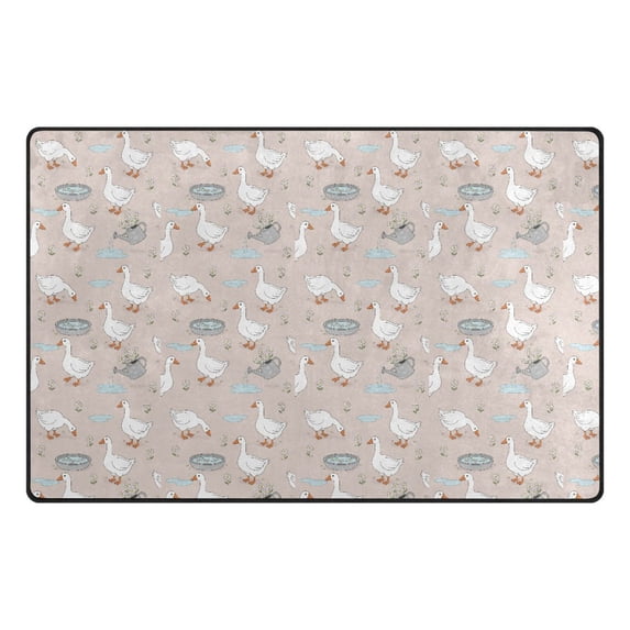 Cute Goose Flowers Memory Foam Area Rug 60"x39" Non Slip, Absorbent ...