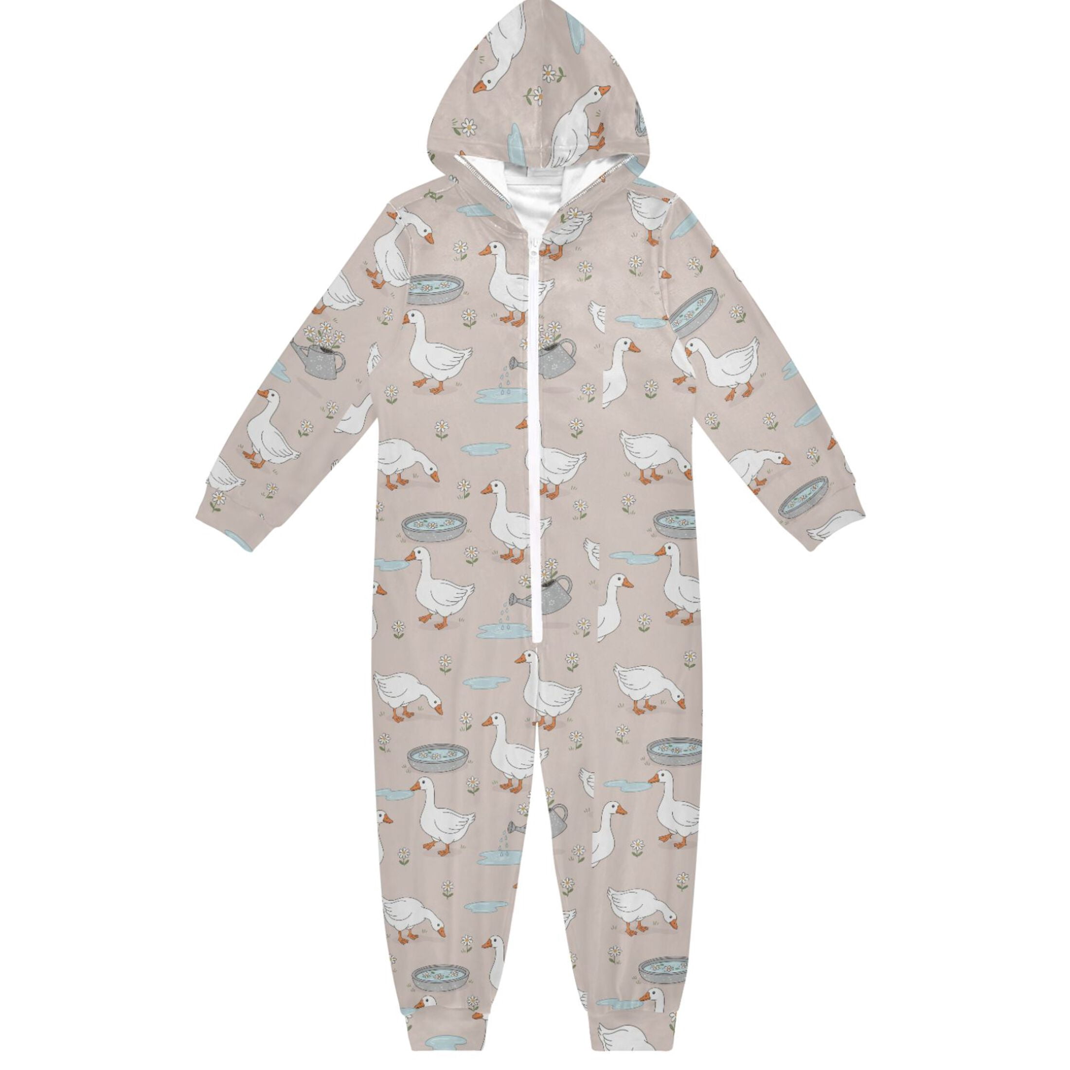 Cute Goose Flowers One Piece Pajamas Soft Jumpsuit Cozy Sleep and Play ...
