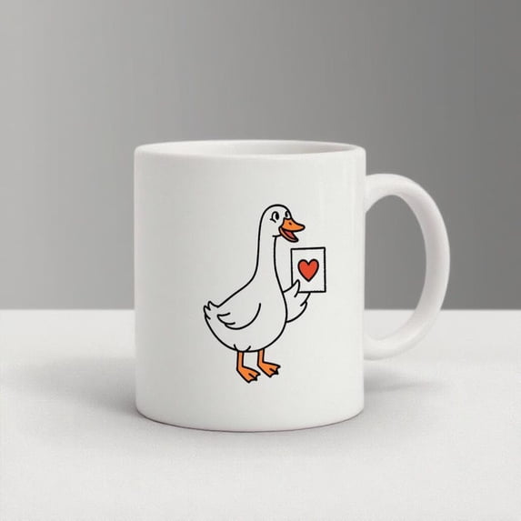 Cute Goose Mug, Minimal Line Aroffee Cup with Hearard, Funny Bird Lover ...