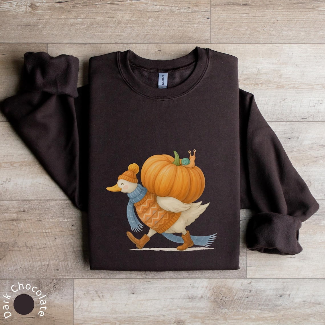 Cute Goose SweatFall Pumpkin Goose Autumn Crewneck, Cozy Farm Animal ...
