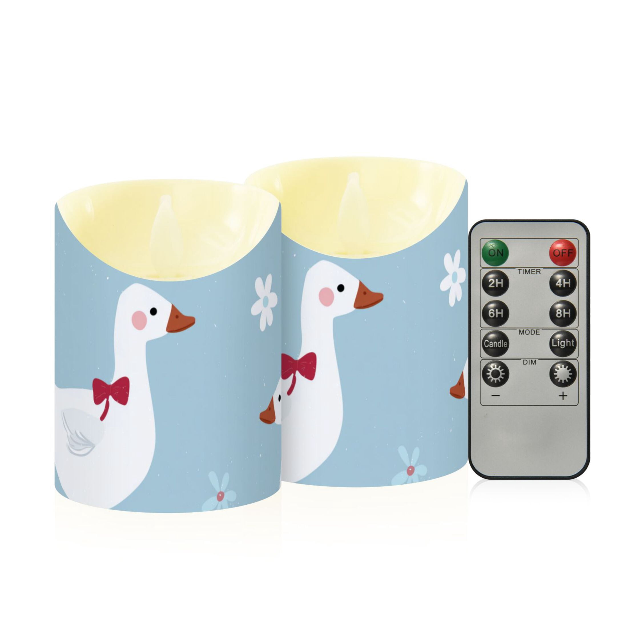 Cute Goose with Red Bows Flowers Spring Flickering Flameless Candles ...