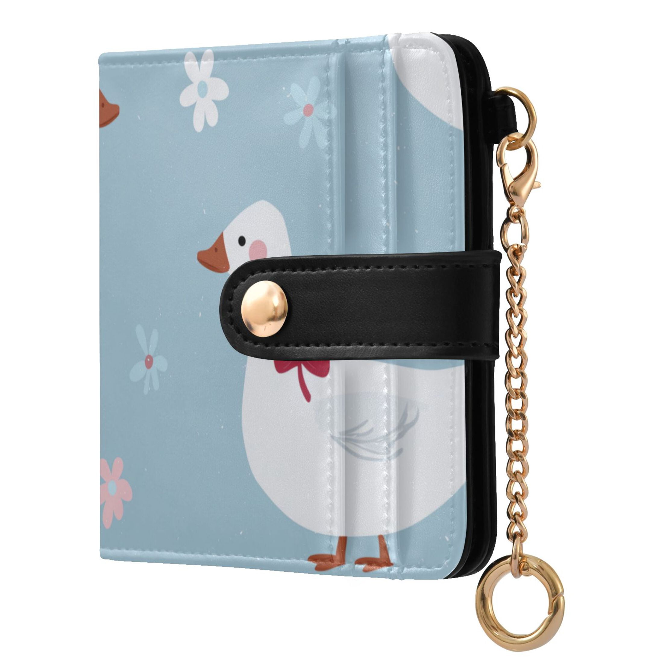 Cute Goose with Red Bows Flowers Spring Women's Wallet PU Leather Card ...