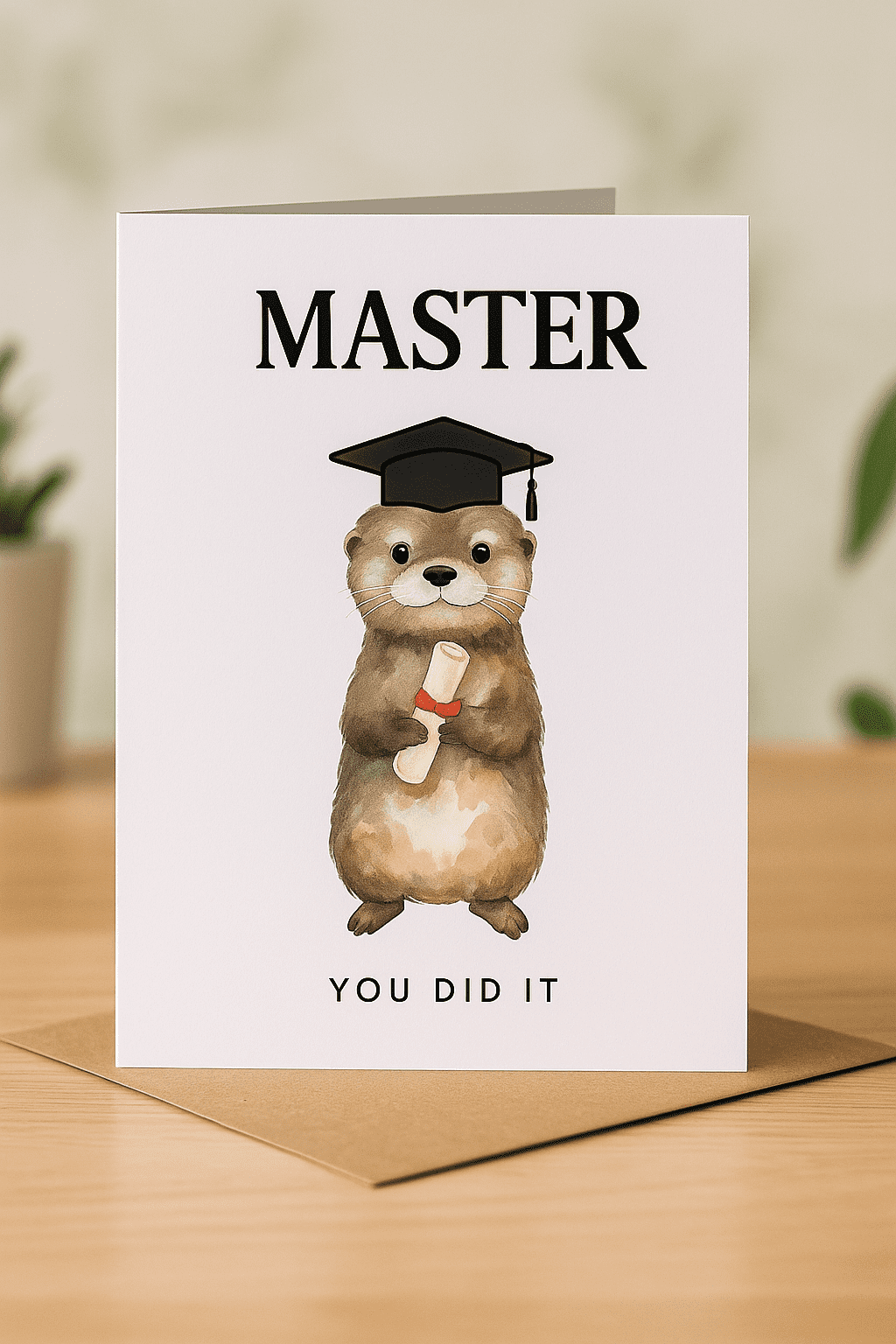 Cute Graduation Card for Master’s Degree – Adorable Otter in Cap and ...
