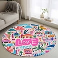 Cute Graffiti 3FT Round Area Rugs for Living Room LOVE Car House ...