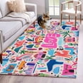 Cute Graffiti Washable Area Rug 3x5 LOVE Car House Abstract Modern Low ...