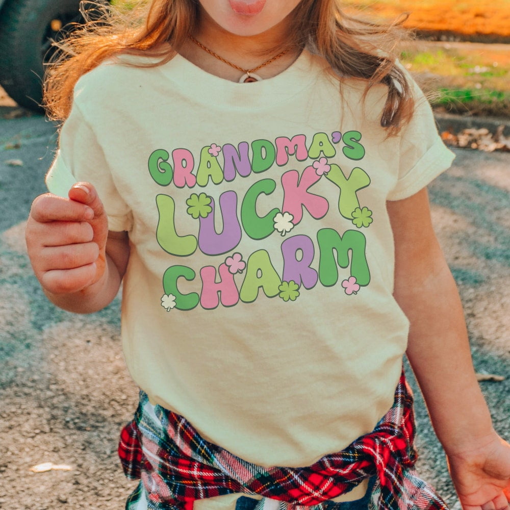 Cute Grandma'S Lucky Charm Toddler Shirt, Funny Saying Toddler T-Shirt, St. Patrick'S Day Gift ...
