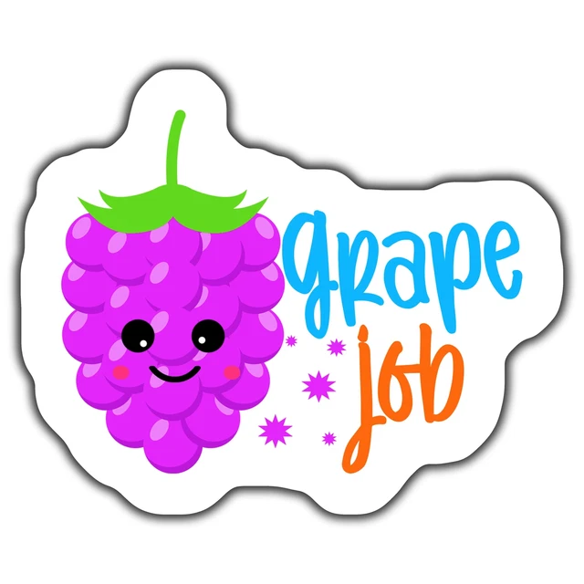 Cute Grape Job Sticker, Fun Positive Stickers For Laptops, Water ...