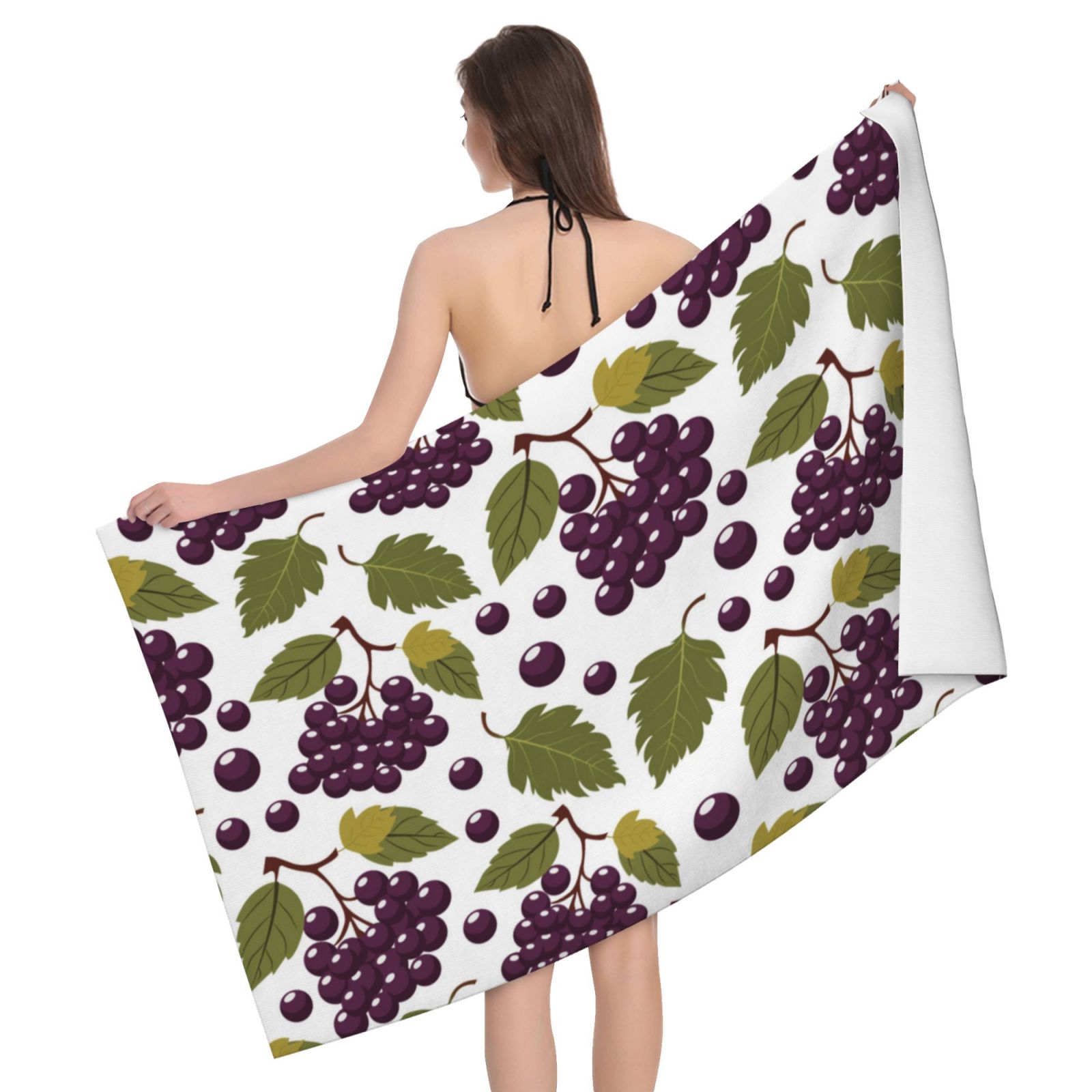 Cute Grape Light Green Leaves Bath Towels, (32 x 52 Inches) Microfiber ...