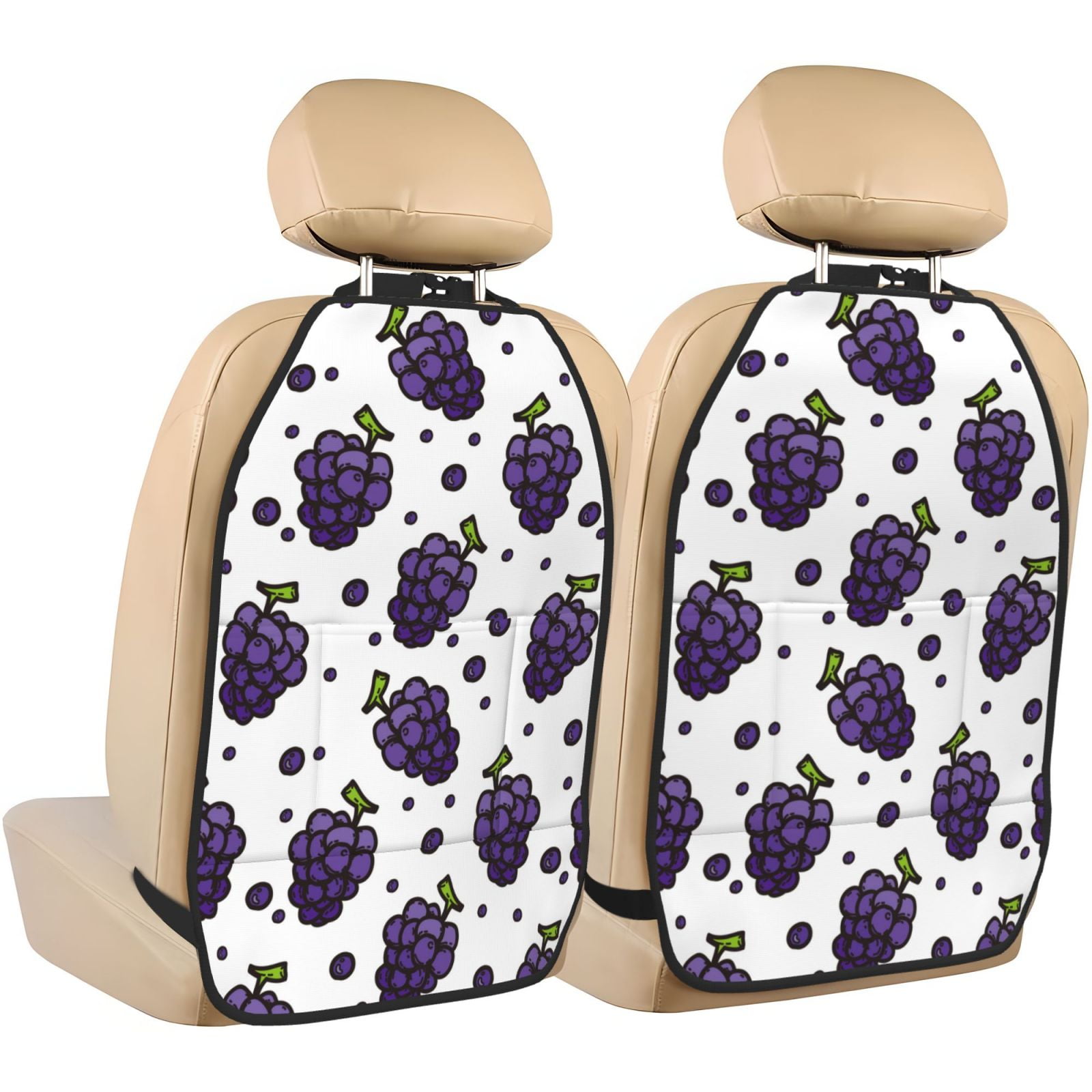Cute Grape Sweet Backseat Car Organizer, 2 Pack Kick Mats Back Seat ...