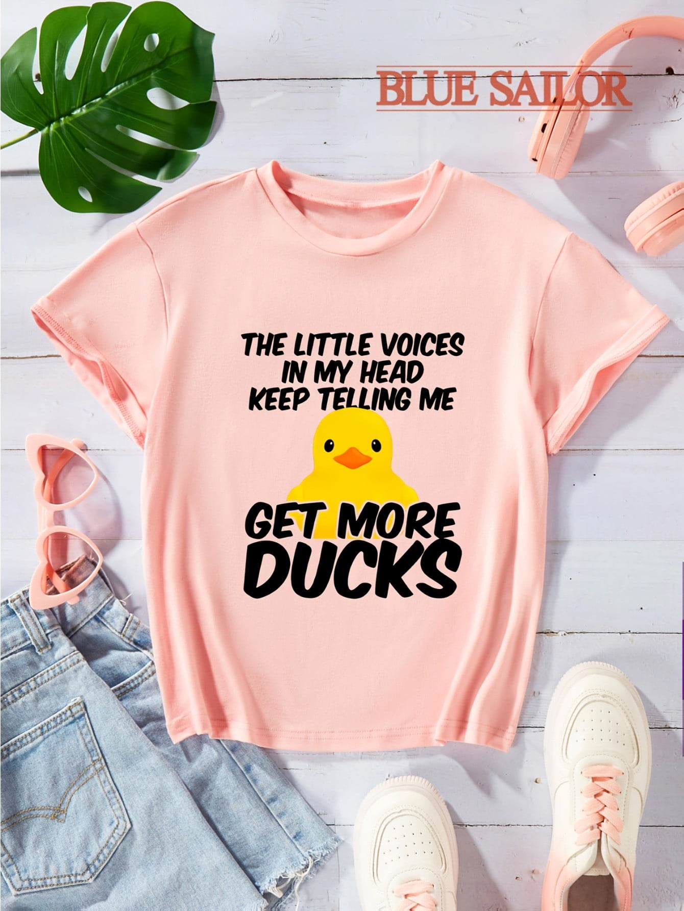 [Cute Graphic Tee] Cute Lightweight Girls' "Get More Ducks" Graphic Tee ...