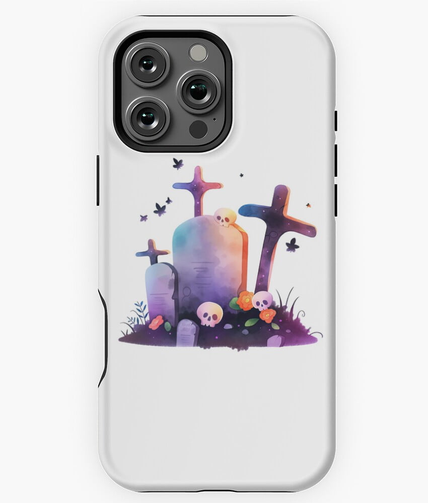Cute Graveyard Halloween 01 Phone Case for iPhone 16 15 14 13 12 11 Pro ...