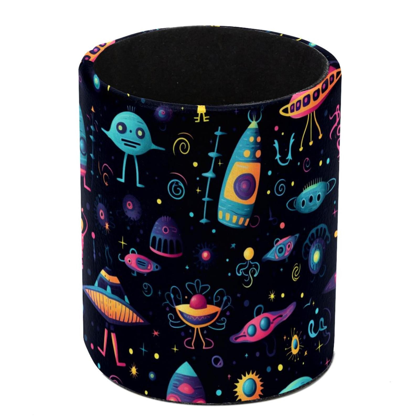 Cute Green Alien PVC Leather Circular Pen Holder for Desk Organizer ...