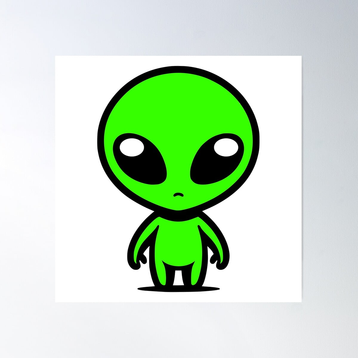 Cute Green Alien Poster Wall Art, Modern Wall Decor For Living Room ...