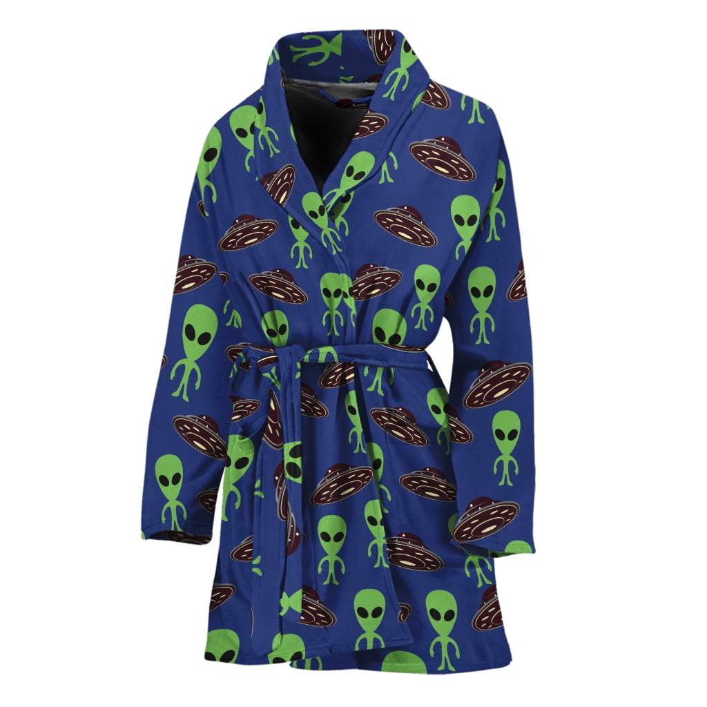 Cute Green Alien Ufo Women Bathrobe One Size Univeral Fits, Alien Ufo ...
