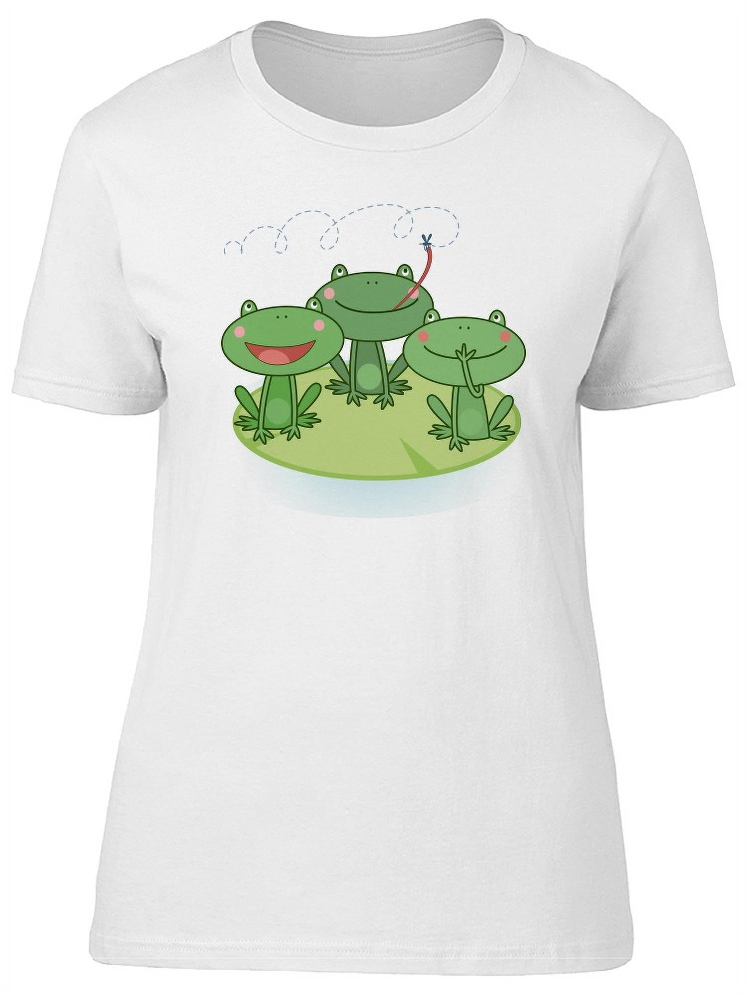 Cute Green Frog Cartoons T-Shirt Women -Image by Shutterstock, Female ...
