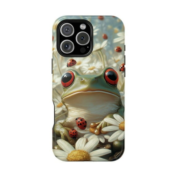 Cute Green Frog with Ladybugs & Daisy Flowers Case for iPhone 11,12,13 ...