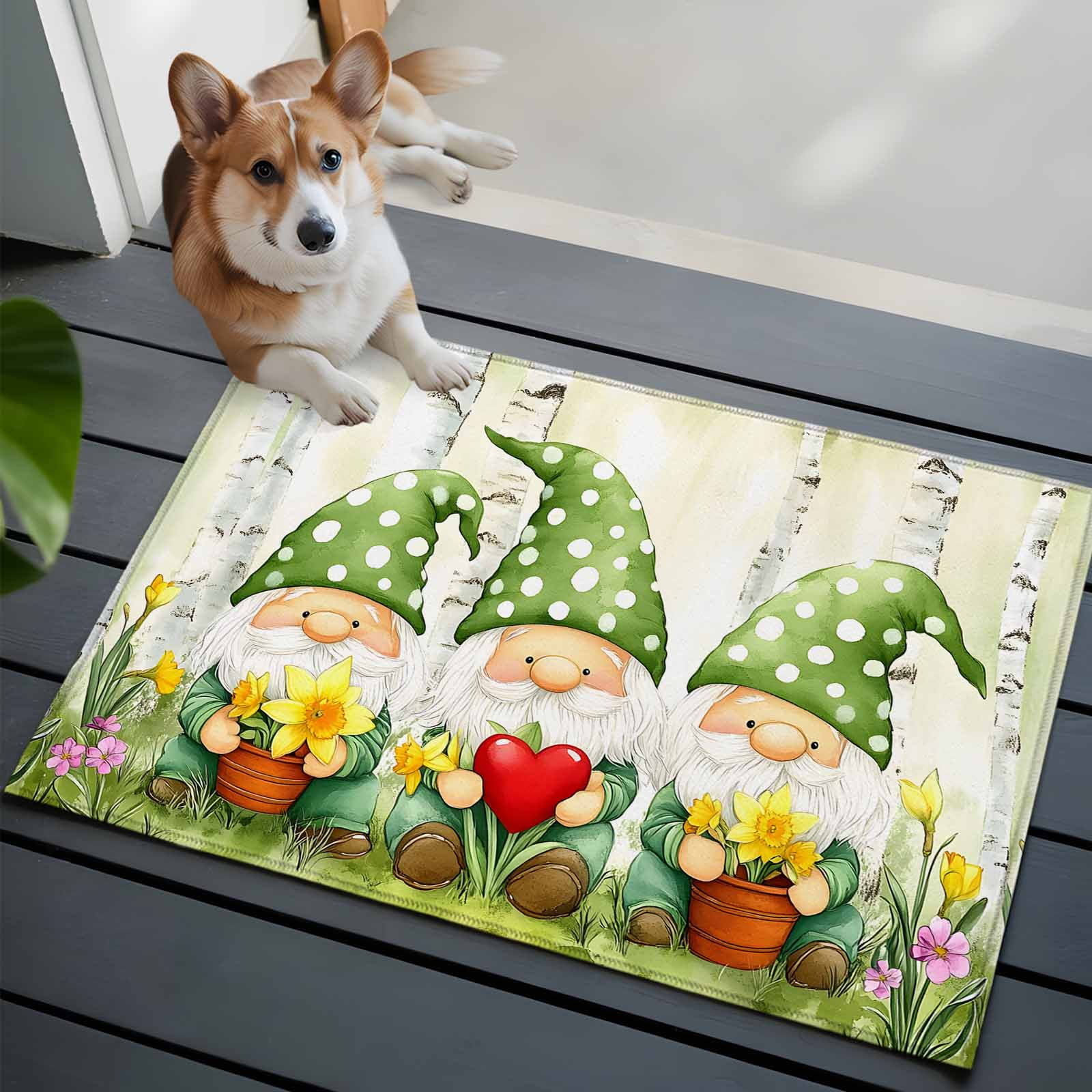 Cute Green Gnomes Bathroom Mat 2x3 FT, Non Slip Small Kitchen Mat ...
