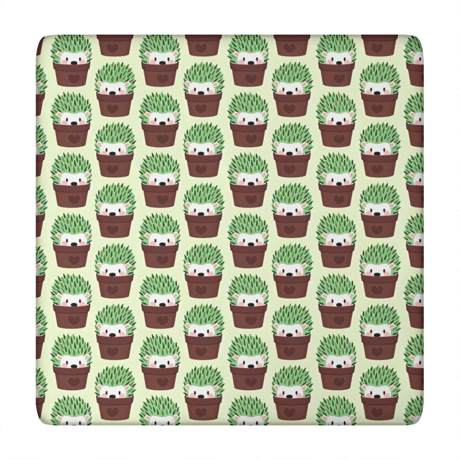 Cute Green Hedgehog Pattern Square Fitted Tablecloth with Elastic Edge ...
