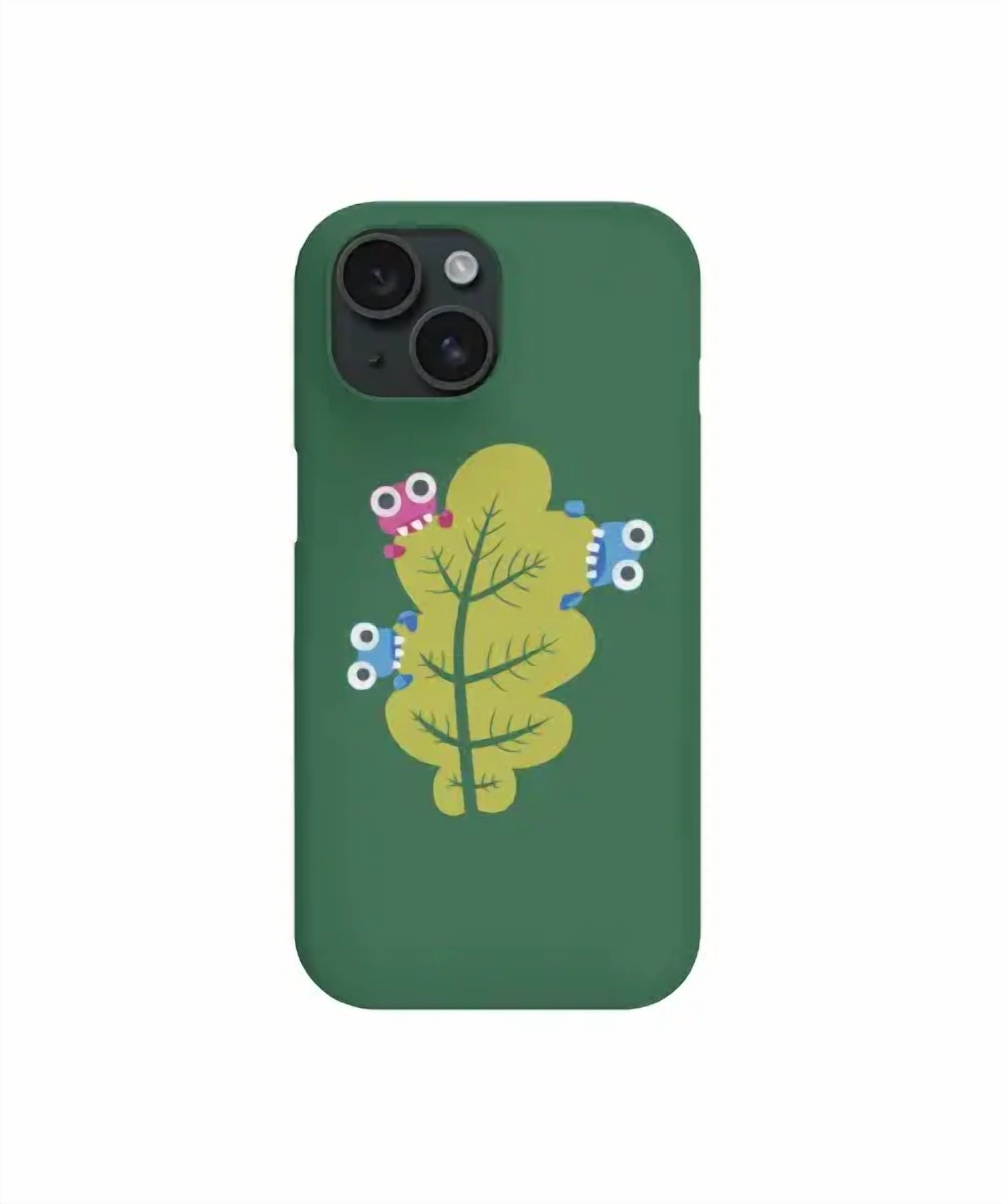 Cute Green Leaf Eaters Funny Monster Phone Case for iPhone 16 15 14 13 ...